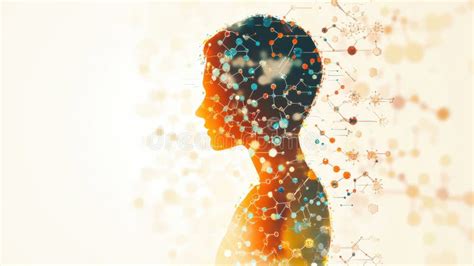A Human Silhouette Is Surrounded By Intricate Molecular Structures And Diagrams Representing