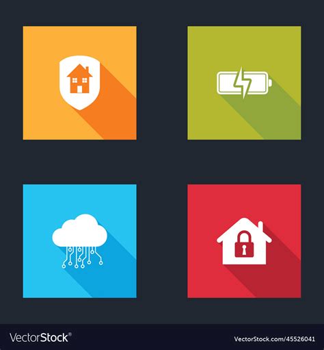Set House Under Protection Battery Internet Vector Image