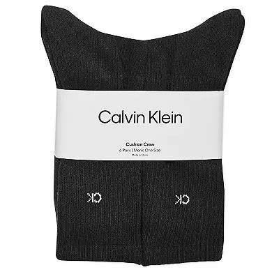 Mens Calvin Klein 6 Pack Solid Cushioned Crew Socks