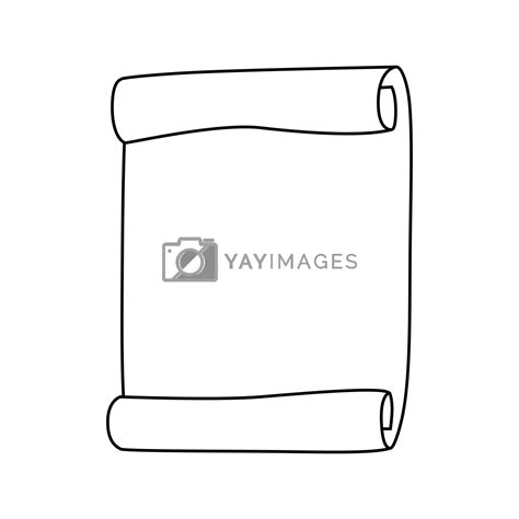 Paper Scroll Silhouette Vector Isolated On White Background Empty Blank Parchment Rolled Up