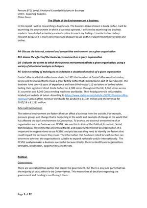 Unit 1 Assigment 2 BTEC Business Level 3 Unit 1 Assignment 2 Exploring Business Unit 1