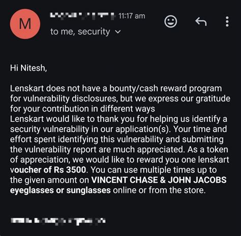 Nitesh Gupta On Linkedin Bugbounty Rewards Swag Ethicalhacking Penetrationtesting Lenskart