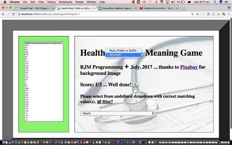 Medical Acronyms Game Tutorial Robert James Metcalfe Blog