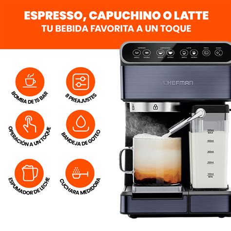 Chefman Cafetera Espresso De 18 Litros Con Espumador Color Negro