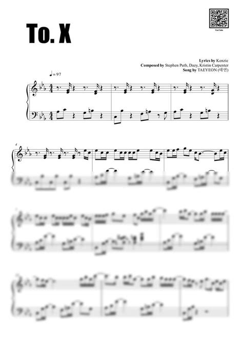 악보 Taeyeon 태연 To X By 한뼘피아노