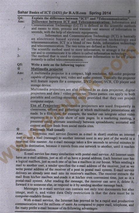 Free Solve Assignments Of Aiou Spring 2014 Basics Of Ict Code 1431 Ba Bcom Aioupkcom