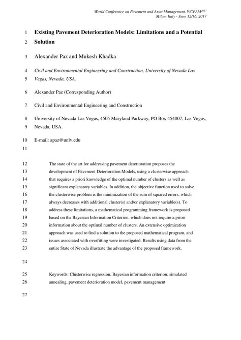 Pdf Limitations Of Existing Pavement Performance Models And A Potential Solution