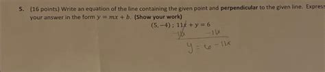 Solved 5 16 Points Write An Equation Of The Line