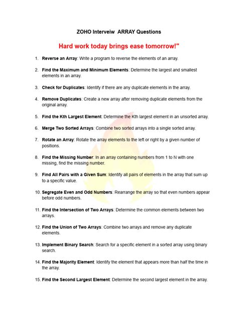 Zoho Interveiw Array Questions Pdf Matrix Mathematics Applied