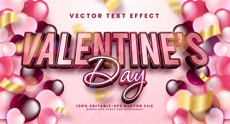 Premium Vector Valentines Day Editable Text Style Effect 3d
