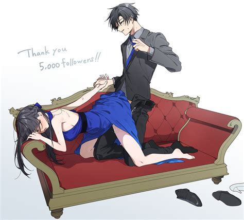 Kyapefuro Original Commentary Request Highres 1babe 1girl Barefoot Black Hair Black Suit