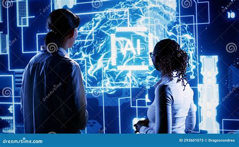coworkers using ai computing simulation stock image image of