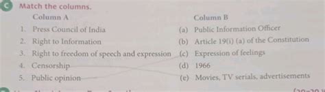 C Match The Columns Column A Column B 1 Press StudyX