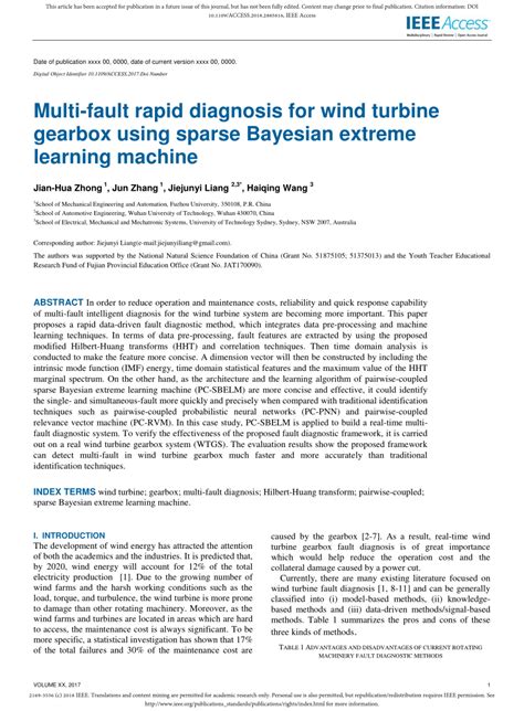 pdf multi fault rapid diagnosis for wind turbine gearbox using sparse bayesian extreme