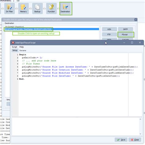 replacement parameter file created date for source file