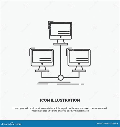 Database Distributed Connection Network Computer Icon Line Vector