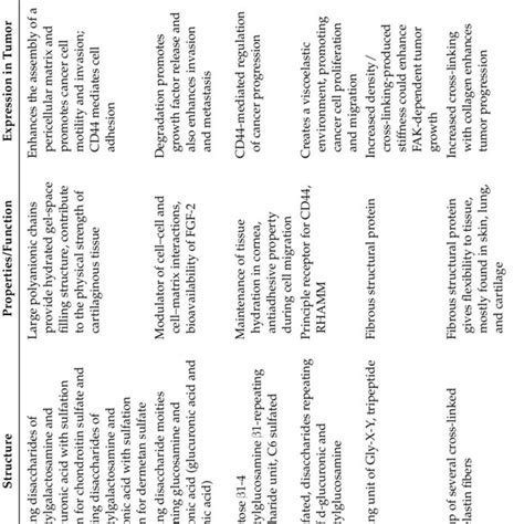 1 Components Of ECM The Structure And Functions Of Various ECM Download Table