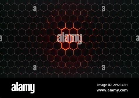 Animation Movement Of Red Hexagons With Wave Movements Honeycomb With