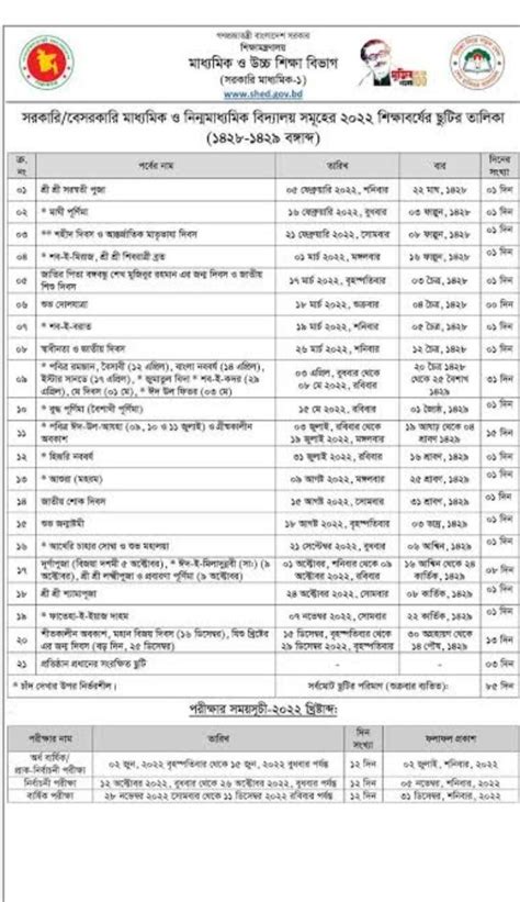 বেসরকারি শিক্ষা প্রতিষ্ঠানের ছুটির তালিকা ২০২৩ বেসরকারি স্কুলের