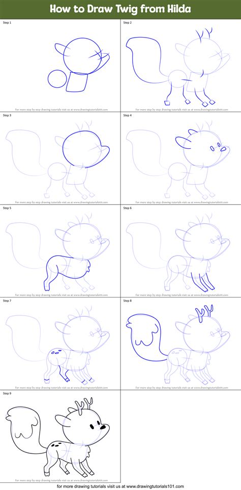 how to draw twig from hilda hilda step by step