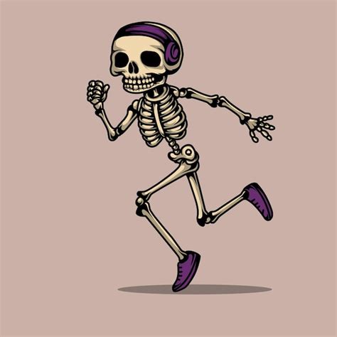 Premium Vector Cute Chibi Skeleton Running Illustration