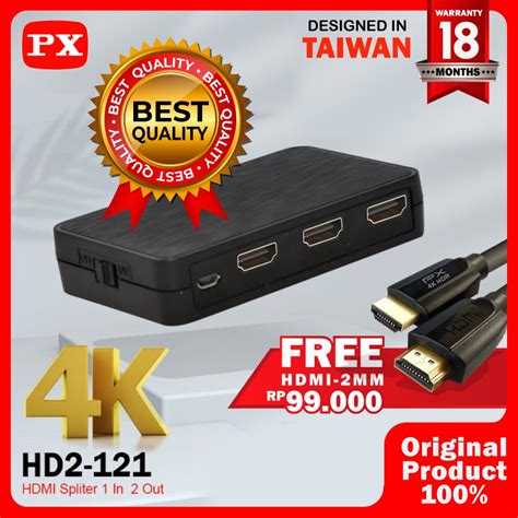 Jual HDMI Splitter 1 Input 2 Output Video HD 4K HDR 2 0 PX HD2 121 Splitter HDMI 2 Port Shopee