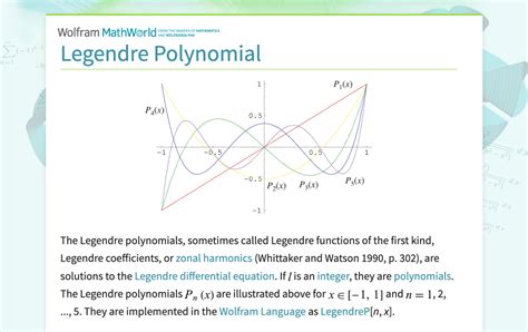 Legendre Polynomial From Wolfram Mathworld