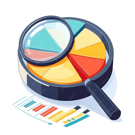 Flat Pie Chart With A Magnifying Glass Floating Over Concept As A Pie