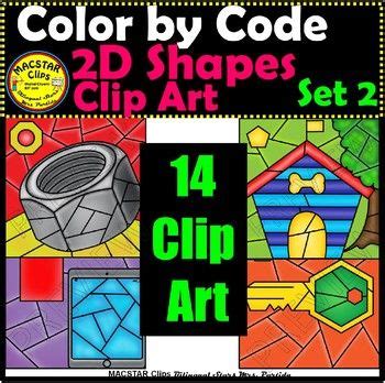 D Shapes Color By Code Clip Art Set Images Geometry D Shapes Art Set Clip Art