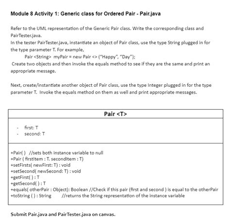 Solved Module 8 Activity 1 Generic Class For Ordered Pair