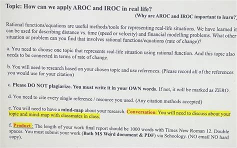 Solved Topic How Can We Apply Aroc And Iroc In Real Life