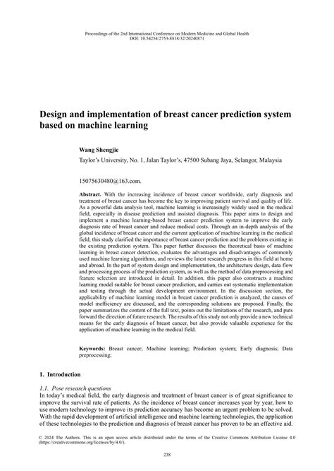 Pdf Design And Implementation Of Breast Cancer Prediction System
