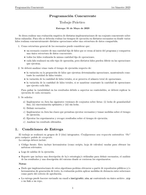 Programaci On Concurrente Trabajo Pr Actico Entrega 31 De Mayo De