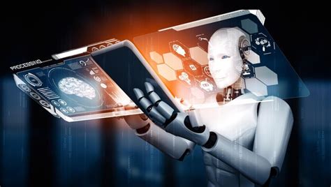 Premium Photo Xai Robot Humanoid Using Tablet Computer For Big Data