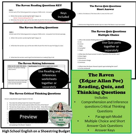 The Raven Reading Analysis Questions Poetry Analysis Inferring Poe