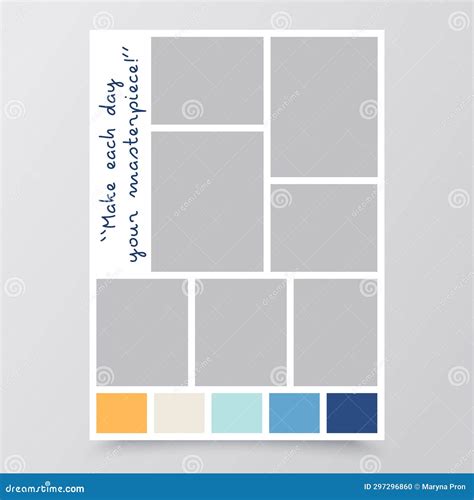 Moodboard Template Photo Collage Pictures Grid Vector Illustration