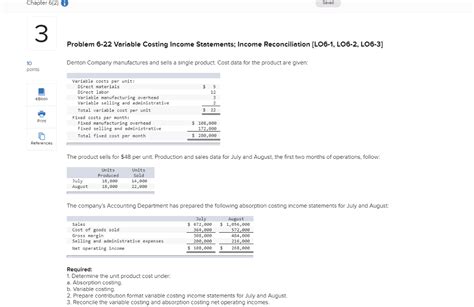 Solved Chapter Saved Problem Variable Costing Chegg Com
