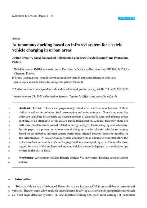 Pdf Autonomous Docking Based On Infrared System For Electric Vehicle