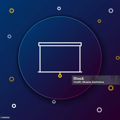 흰색과 노란색 선 칠판 아이콘은 진한 파란색 배경에 격리되어 있습니다 학교 칠판 기호입니다 다채로운 개요 개념입니다 벡터 일러스트 레이 션 개념에 대한 스톡 벡터 아트 및