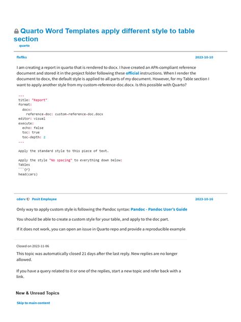 Quarto Word Templates Apply Different Style To Table Section General