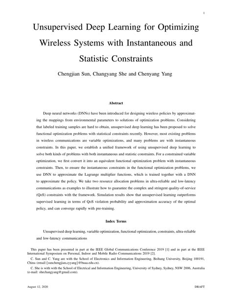 Pdf Unsupervised Deep Learning For Optimizing Wireless Systems With