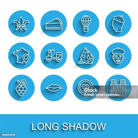 세트 라인 포도 과일 웃는 입술 플뢰르 드 리스 커피 컵 노트르담 드 파리 스쿠터 프랑스 마임 및 치즈 아이콘 벡터 과일에 대한 스톡 벡터 아트 및 기타 이미지 Istock