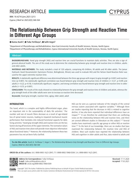 Pdf The Relationship Between Grip Strength And Reaction Time In