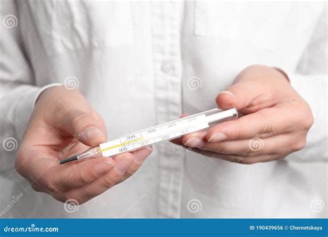 View Of Woman Holding Mercury Thermometer Stock Photo Image Of Medical Medicine