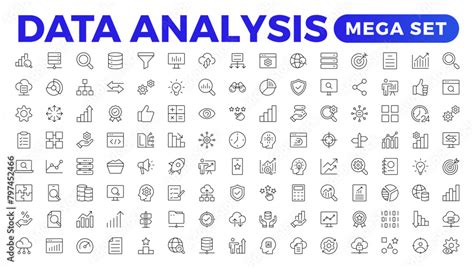 Data Analytics Icon Set Big Data Analysis Technology Symbol