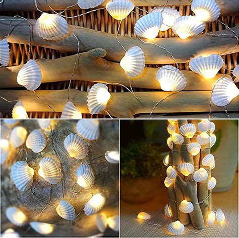 Natural Seashell String Lights 132ft 40 Led 8 Modes Warm White