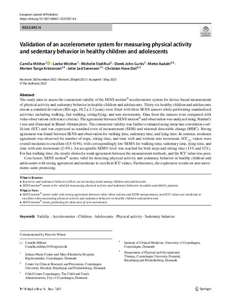 Pdf Validation Of An Accelerometer System For Measuring Physical