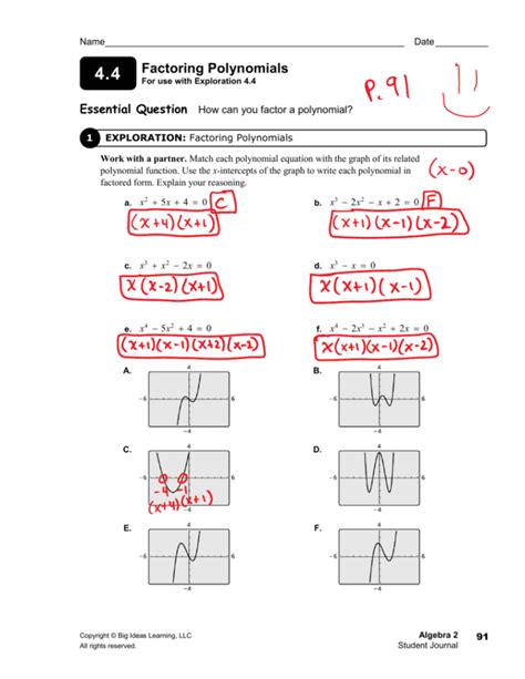 Factoring Polynomials Worksheet With Answers Algebra 2 — Db