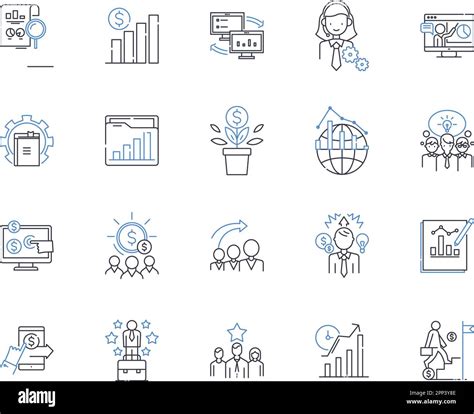 Labor Efficiency Line Icons Collection Productivity Effectiveness Optimization Streamlining