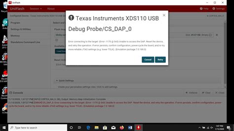 Ccstm4c1294ncpdt Cortexm40 Error Connecting To The Target Unable